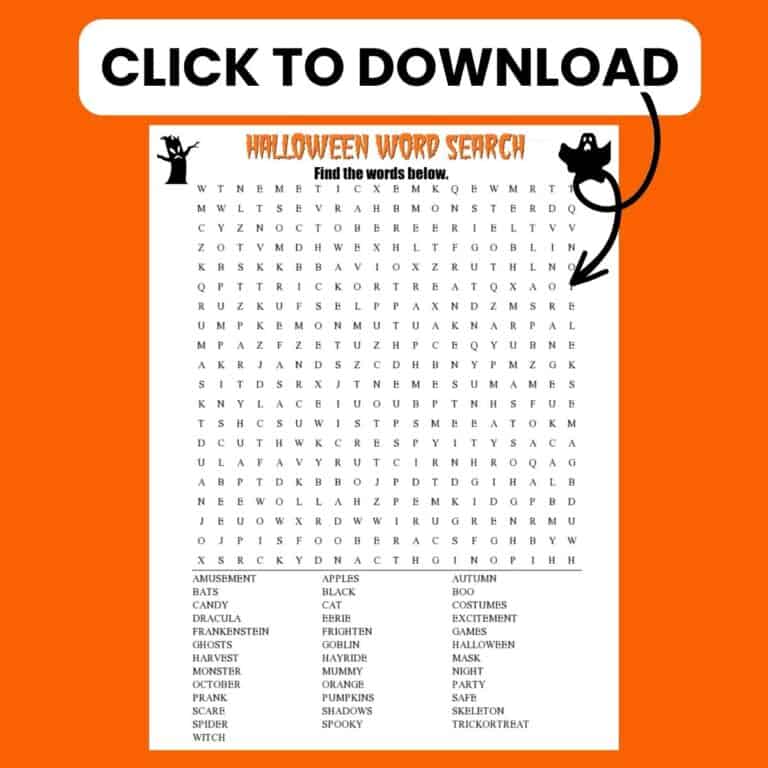 Halloween Word Search Printable (FREE Download!)