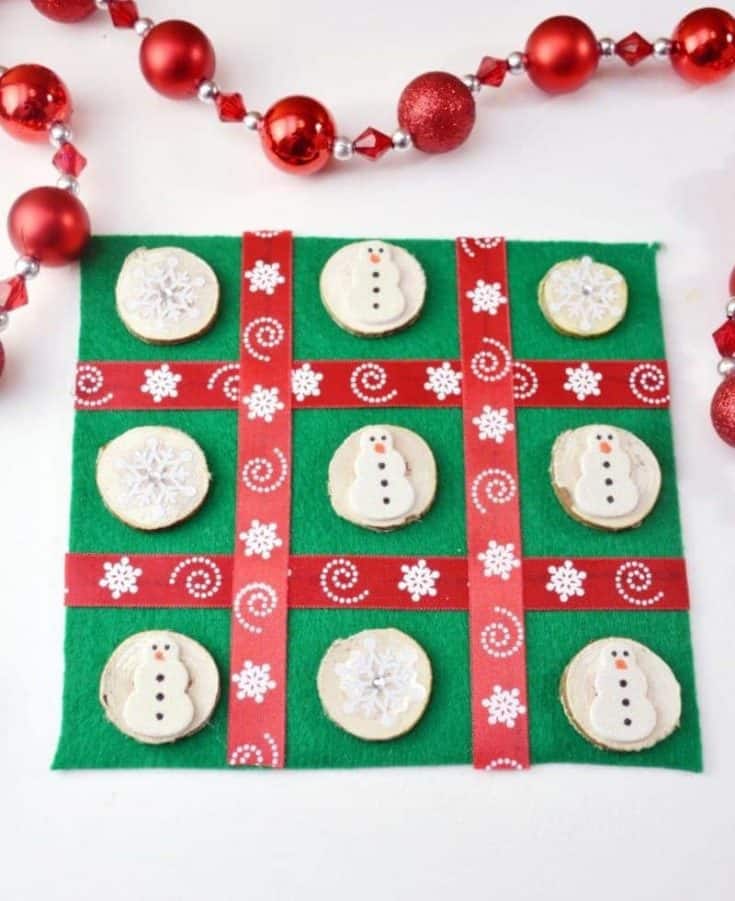 DIY Christmas Tic Tac Toe Board Game Craft