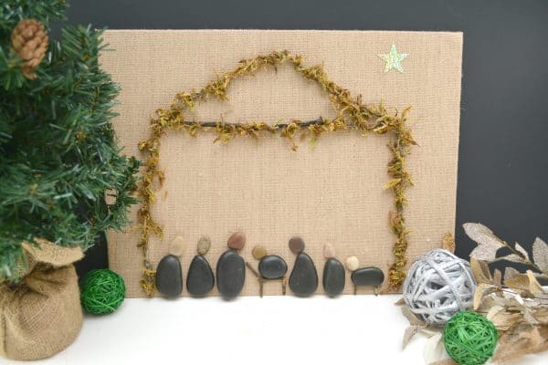 Rock Nativity Canvas Wall Art DIY Christmas Project