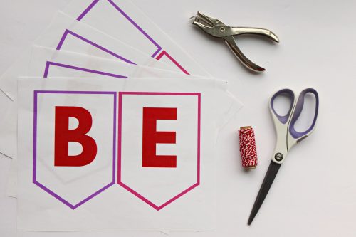 "Be Mine" DIY Valentine Banner Free Printable for Valentine's Day