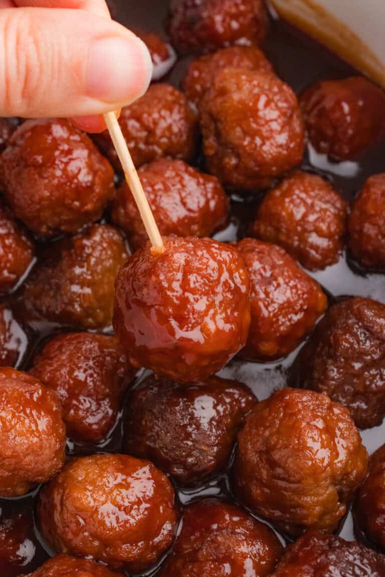 Frozen Meatballs in Grape Jelly and Barbecue Sauce (Crockpot)