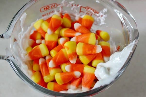 Candy Corn Slime - a Taste-Safe Slime for Halloween Sensory Play
