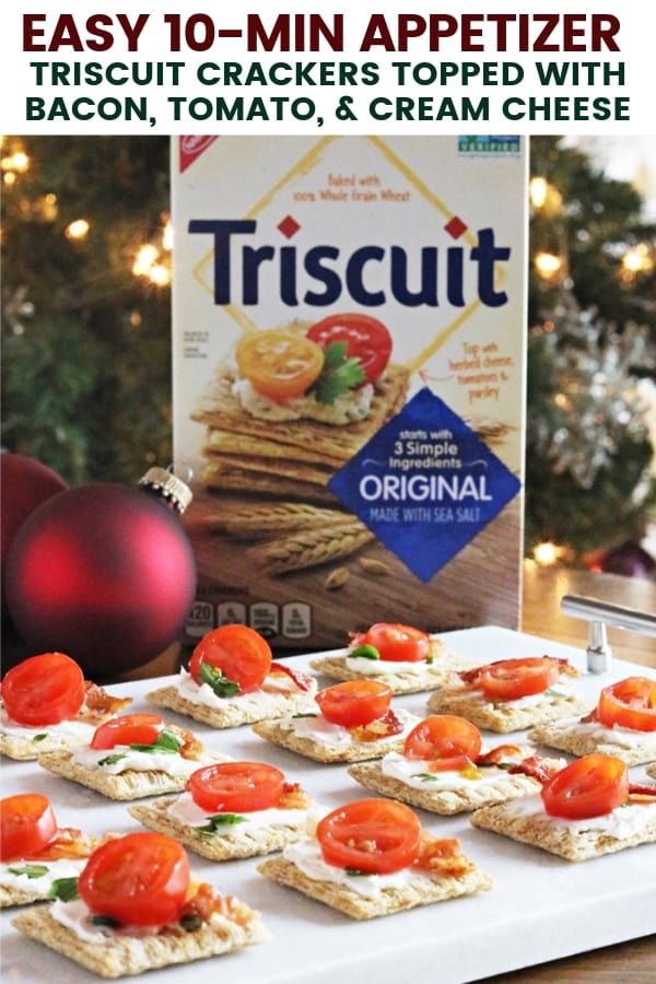 Easy Triscuit Appetizer Recipe with Bacon, Tomato, & Cream Cheese