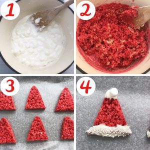 Santa Hat Rice Krispies Christmas Treats