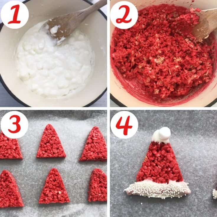 Santa Hat Rice Krispies Christmas Treats