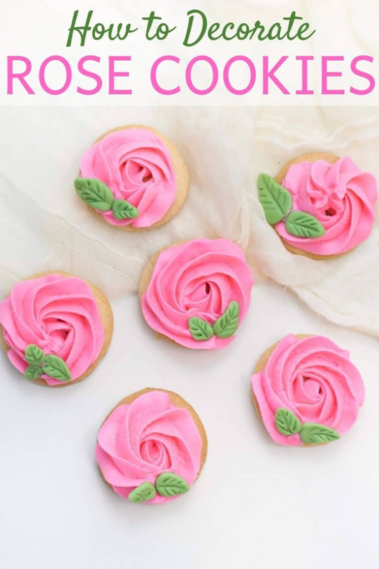 Easy Decorated Pink Rose Sugar Cookies with Homemade Buttercream