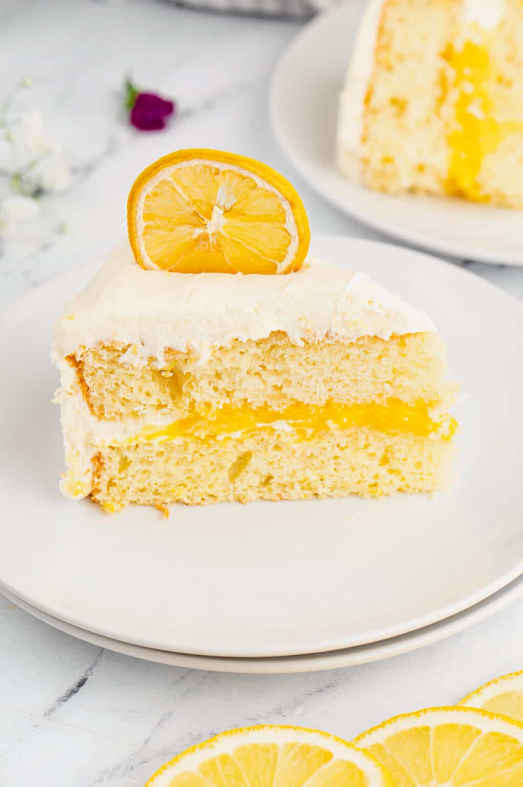 Lemon Layer Cake with Lemon Curd Filling and Marshmallow Frosting