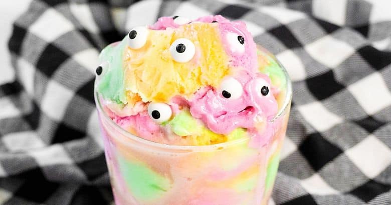 Monster Sherbet Sundae {Easy 2-Ingredient Halloween Treat}