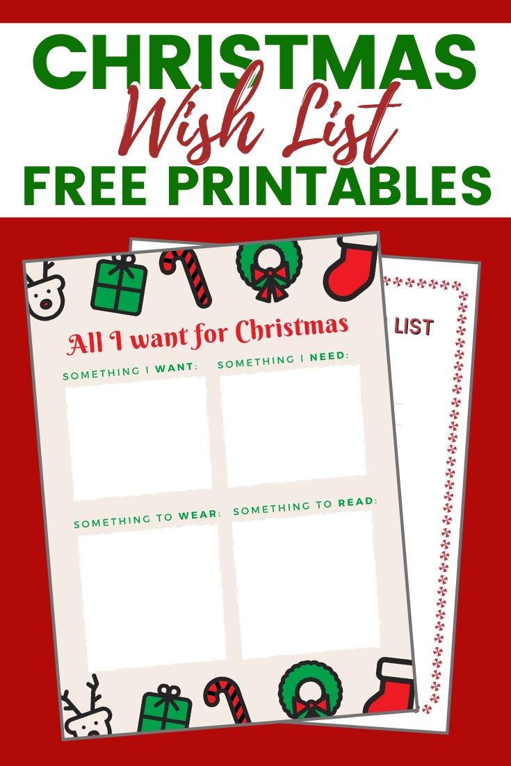 Christmas Wish List FREE Printable Choose From 2 Designs 