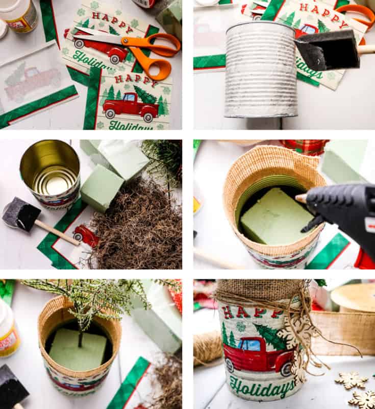 Rustic Farmhouse Floral Can Craft for Christmas (Dollar Tree DIY)