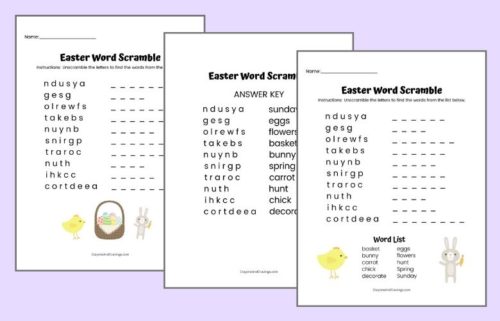 Easter Word Scramble FREE Printable with Answer Key
