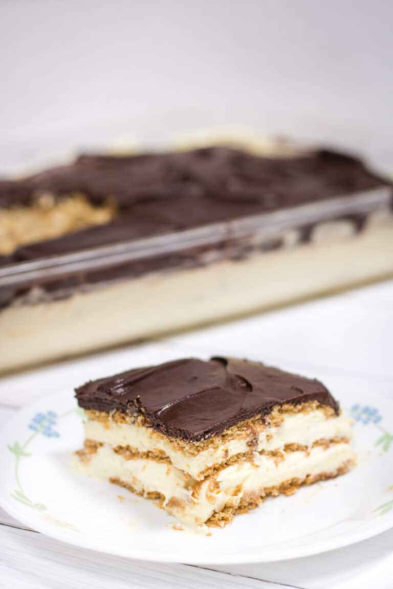 No Bake Eclair Cake {Easy 5 Ingredient Icebox Cake}
