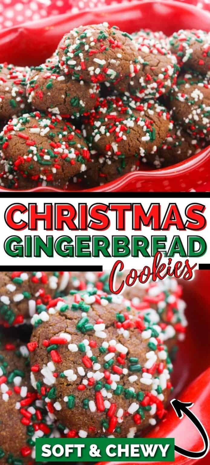 Soft Gingerbread Cookies with Christmas Sprinkles