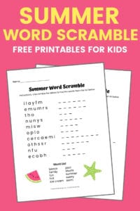 Summer Word Scramble FREE Printable with Answer Key