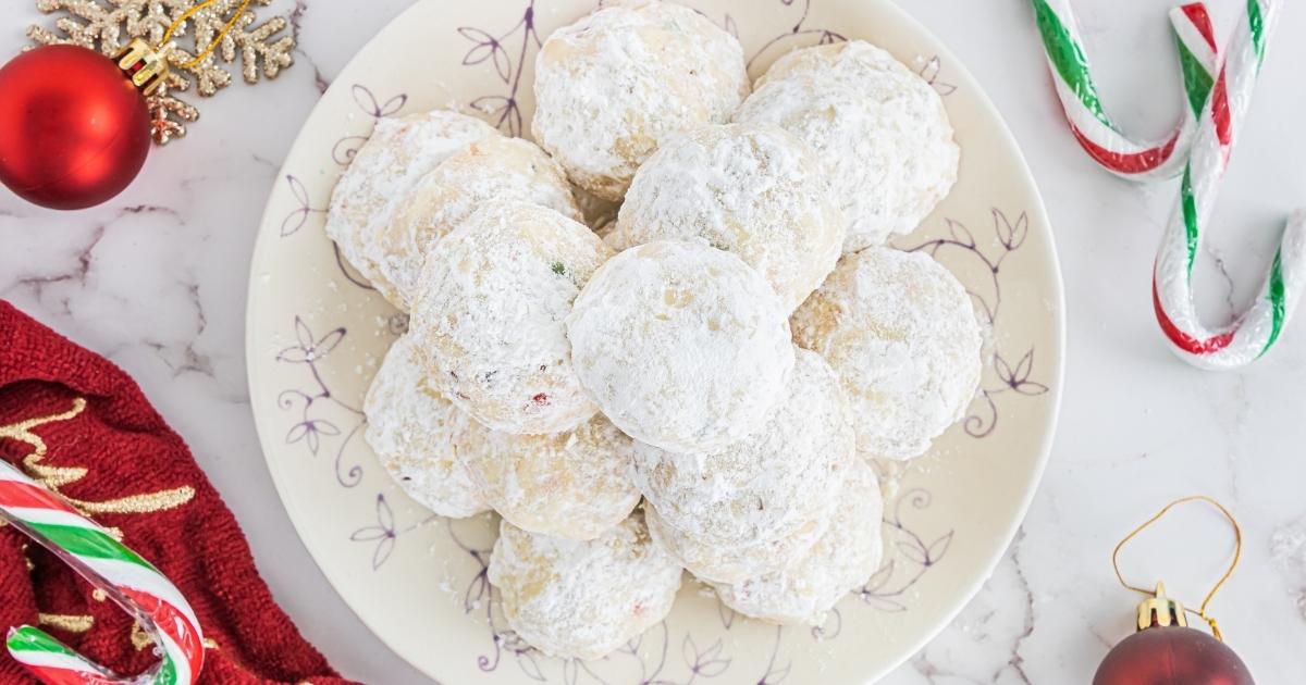 Peppermint Candy Cane Snowball Cookies
