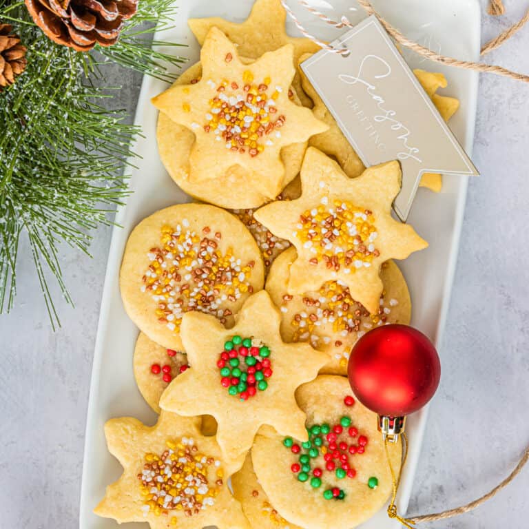 Easy Shortbread Christmas Cookies with Sprinkles
