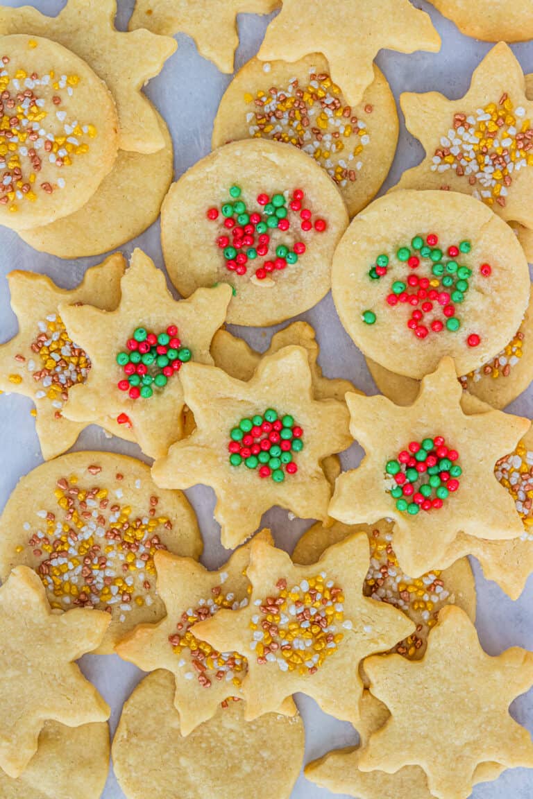 Easy Shortbread Christmas Cookies with Sprinkles