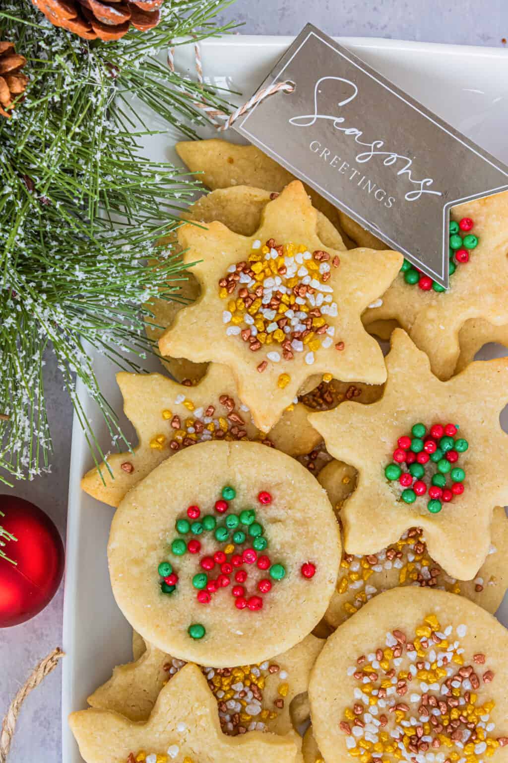 Easy Shortbread Christmas Cookies with Sprinkles