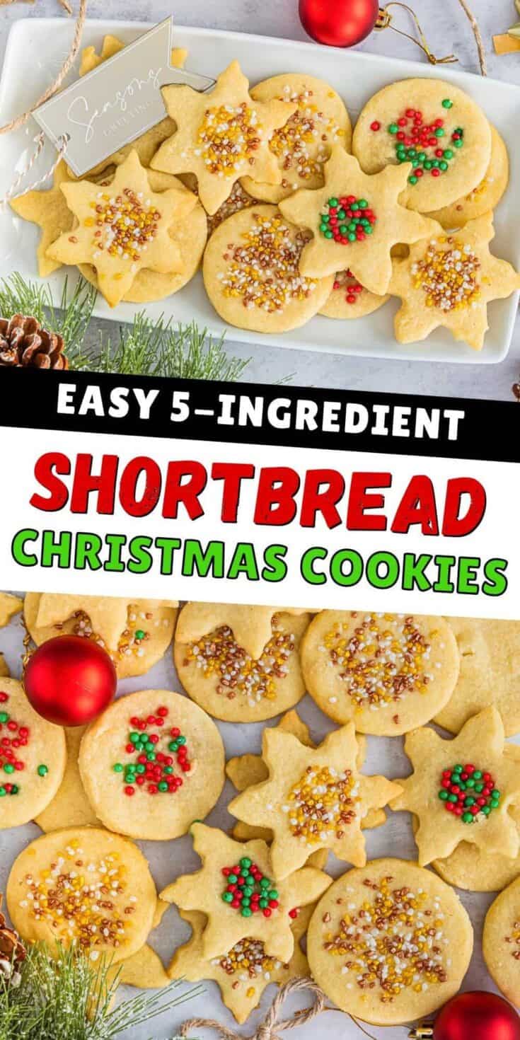 Easy Shortbread Christmas Cookies with Sprinkles