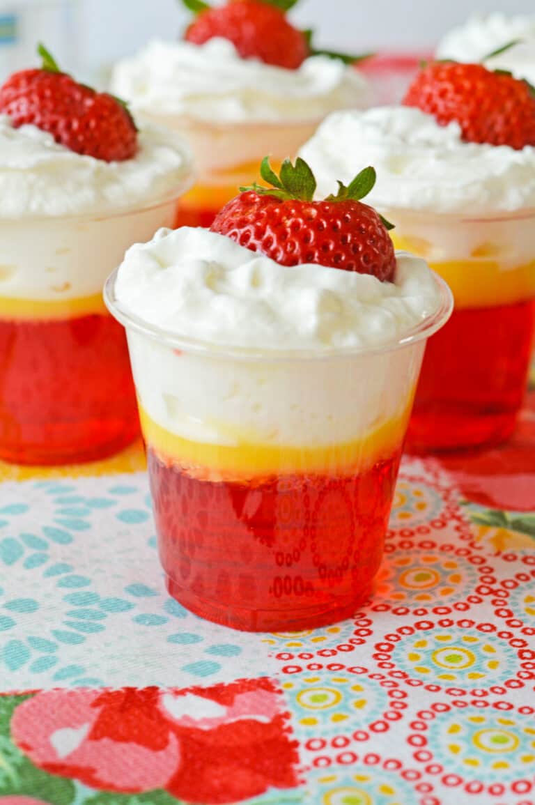 Strawberries and Cream Jello Shots