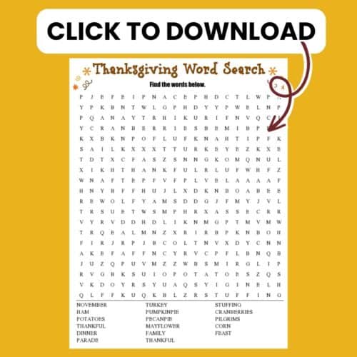 Thanksgiving Word Search (FREE Printable!)