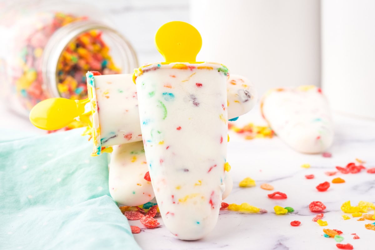 Fruity Pebbles Greek Yogurt Popsicles (3-Ingredients!)