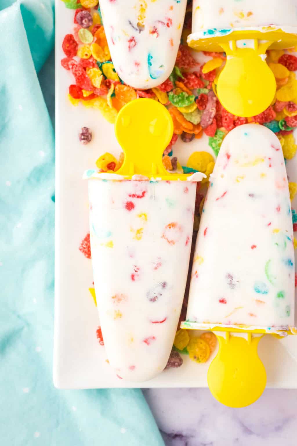 Fruity Pebbles Greek Yogurt Popsicles (3-Ingredients!)
