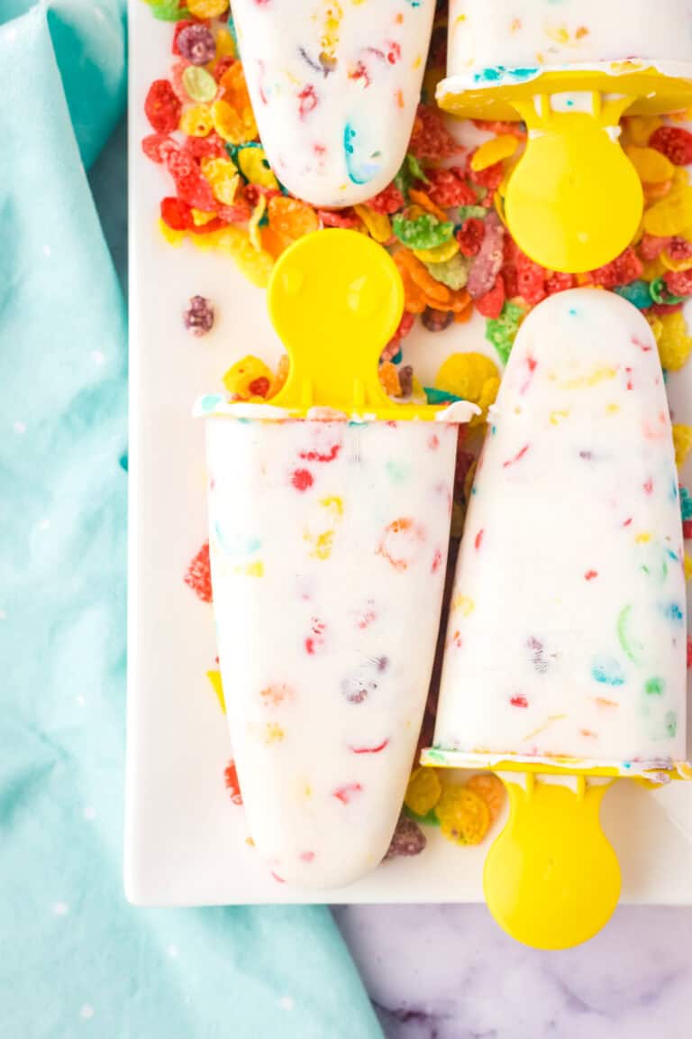 Fruity Pebbles Greek Yogurt Popsicles (3-Ingredients!)