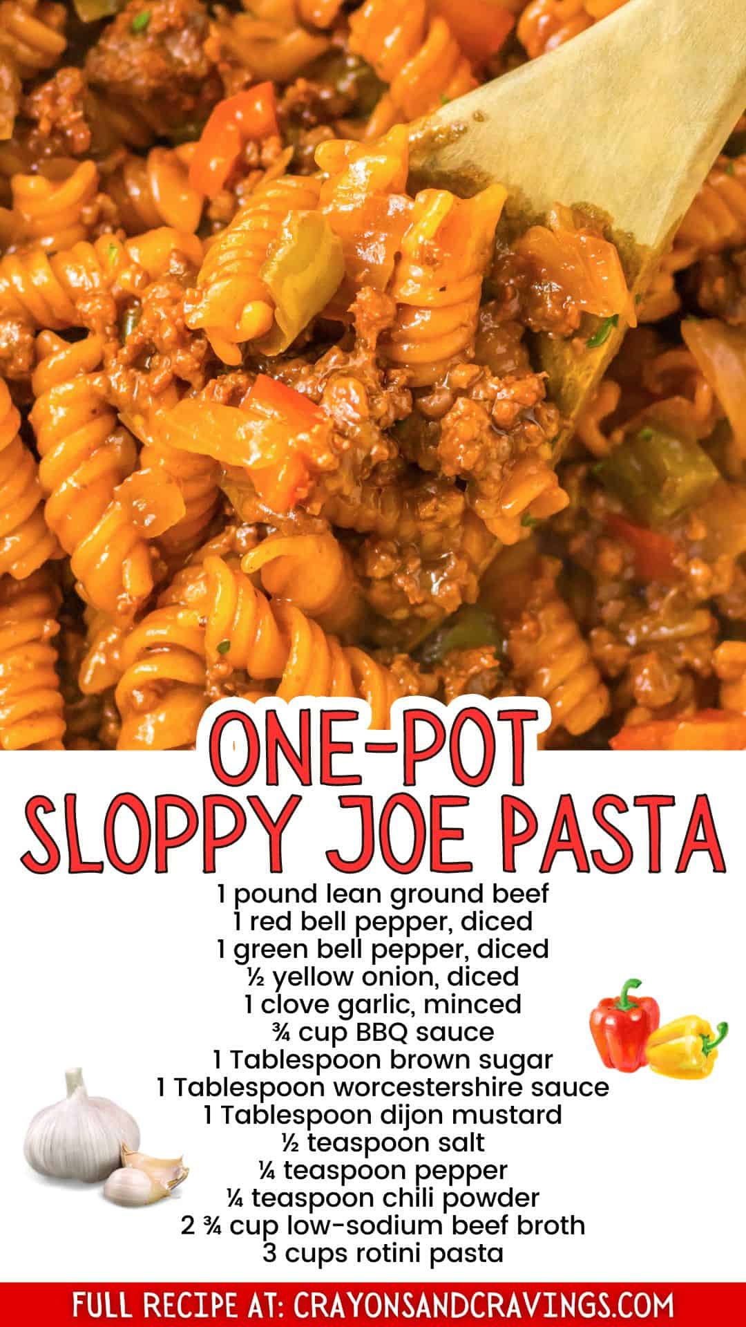 Sloppy Joe Pasta (Easy One Pot Recipe)