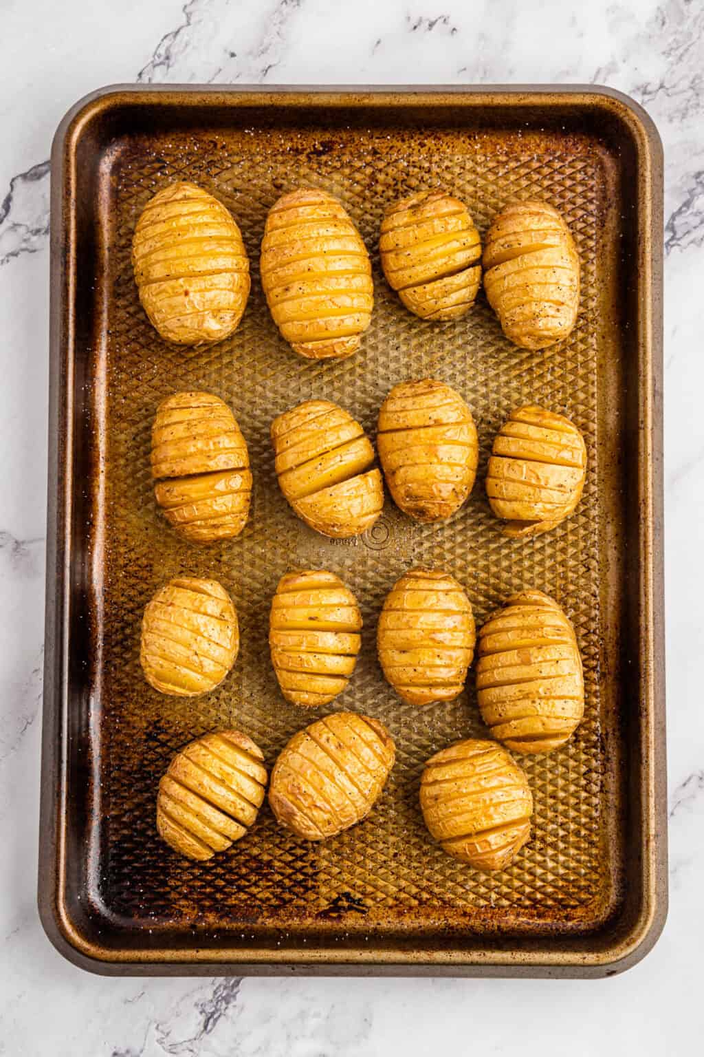 Mini Hassleback Potatoes with Creamy Dill Dip