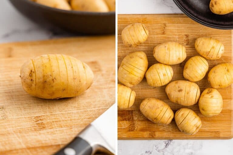 Mini Hassleback Potatoes with Creamy Dill Dip