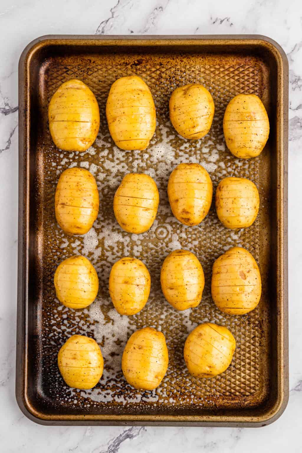 Mini Hassleback Potatoes with Creamy Dill Dip