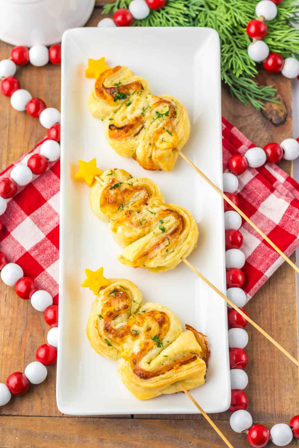 Puff Pastry Christmas Trees with Ham and Cheese