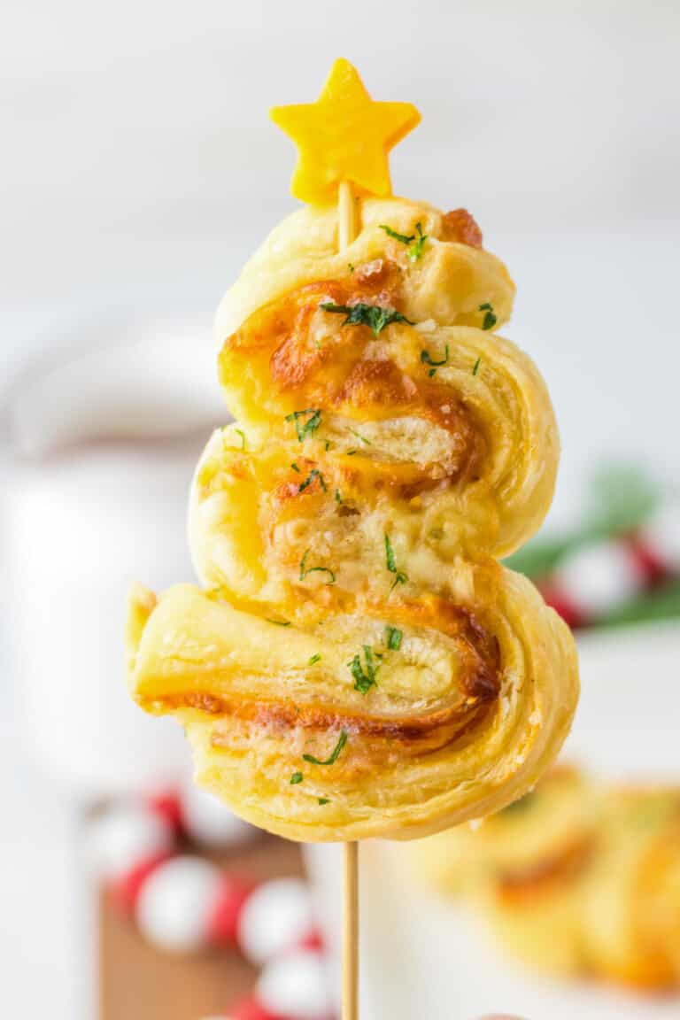 Puff Pastry Christmas Trees with Ham and Cheese