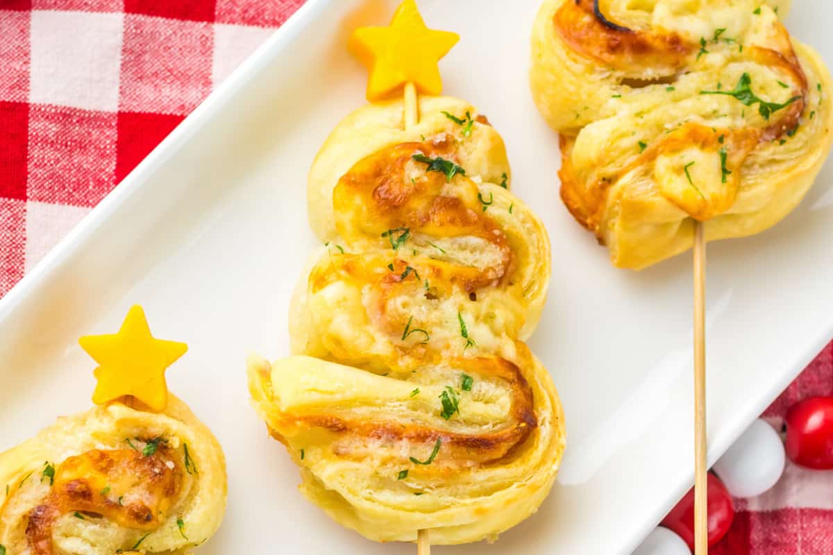 Puff Pastry Christmas Trees with Ham and Cheese
