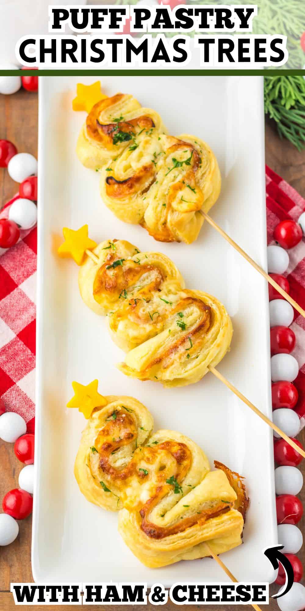 Puff Pastry Christmas Trees with Ham and Cheese
