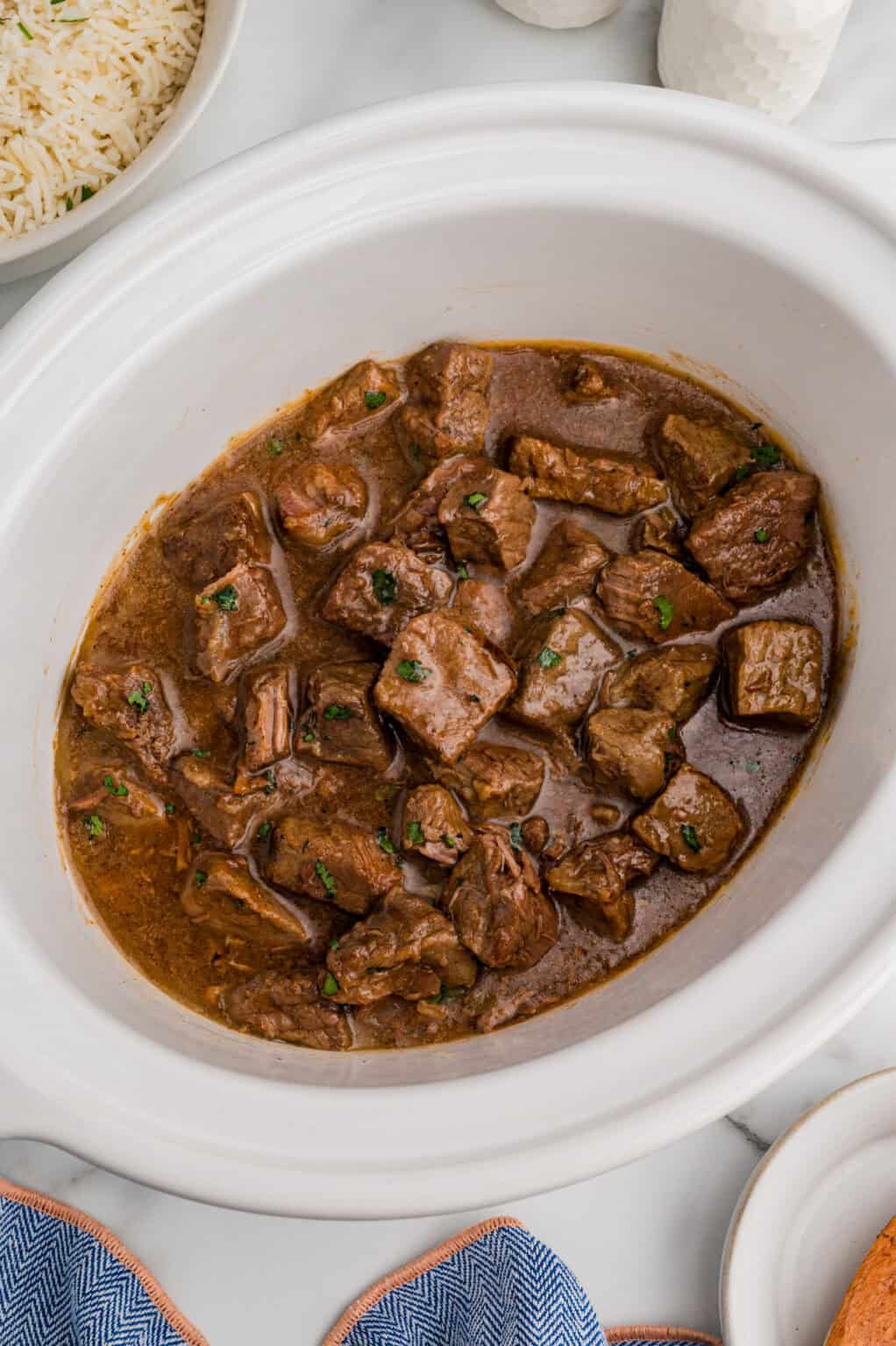 Crockpot Honey Bourbon Steak Tips