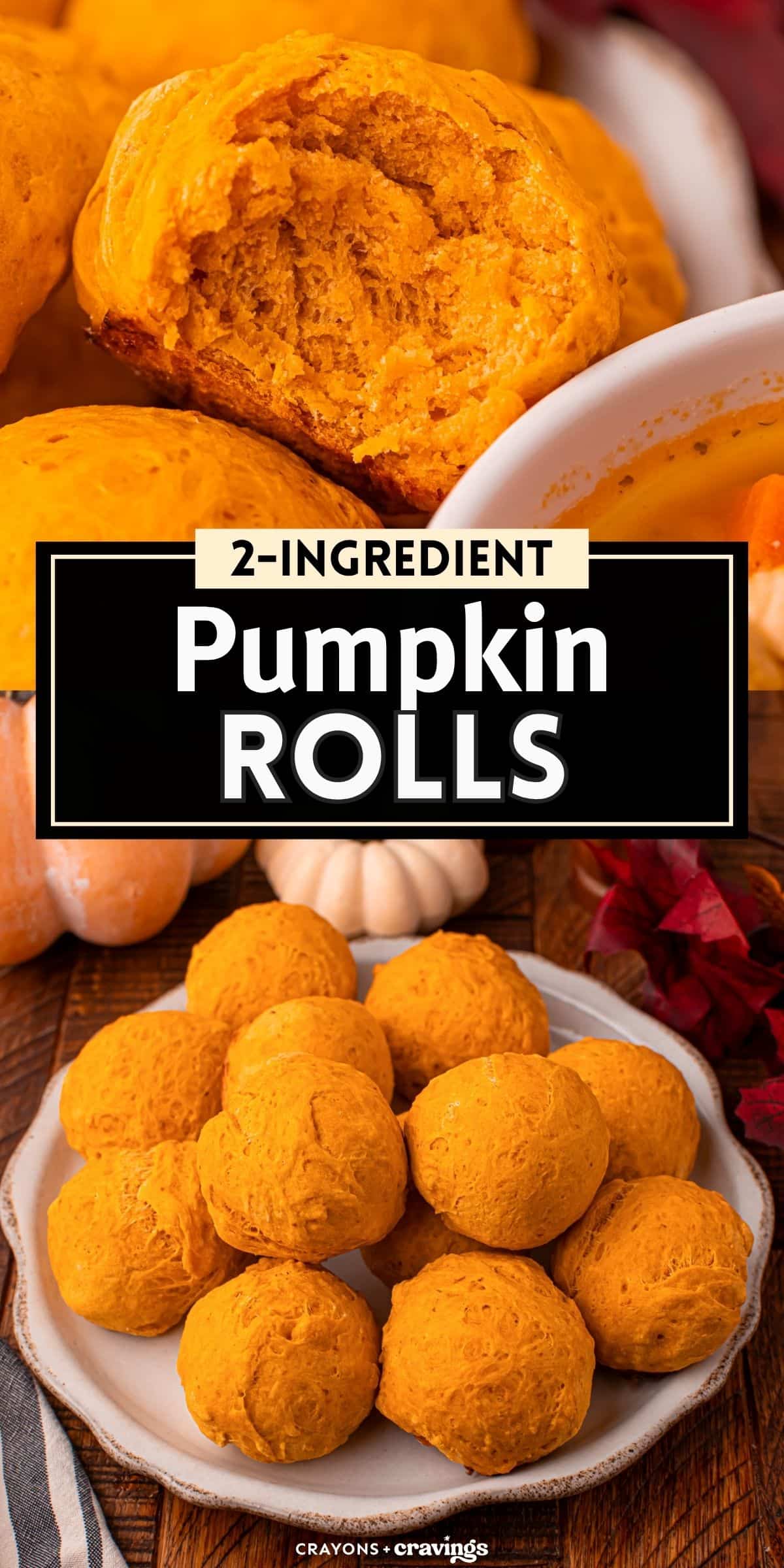 2-Ingredient Pumpkin Bread Rolls (No Yeast!)
