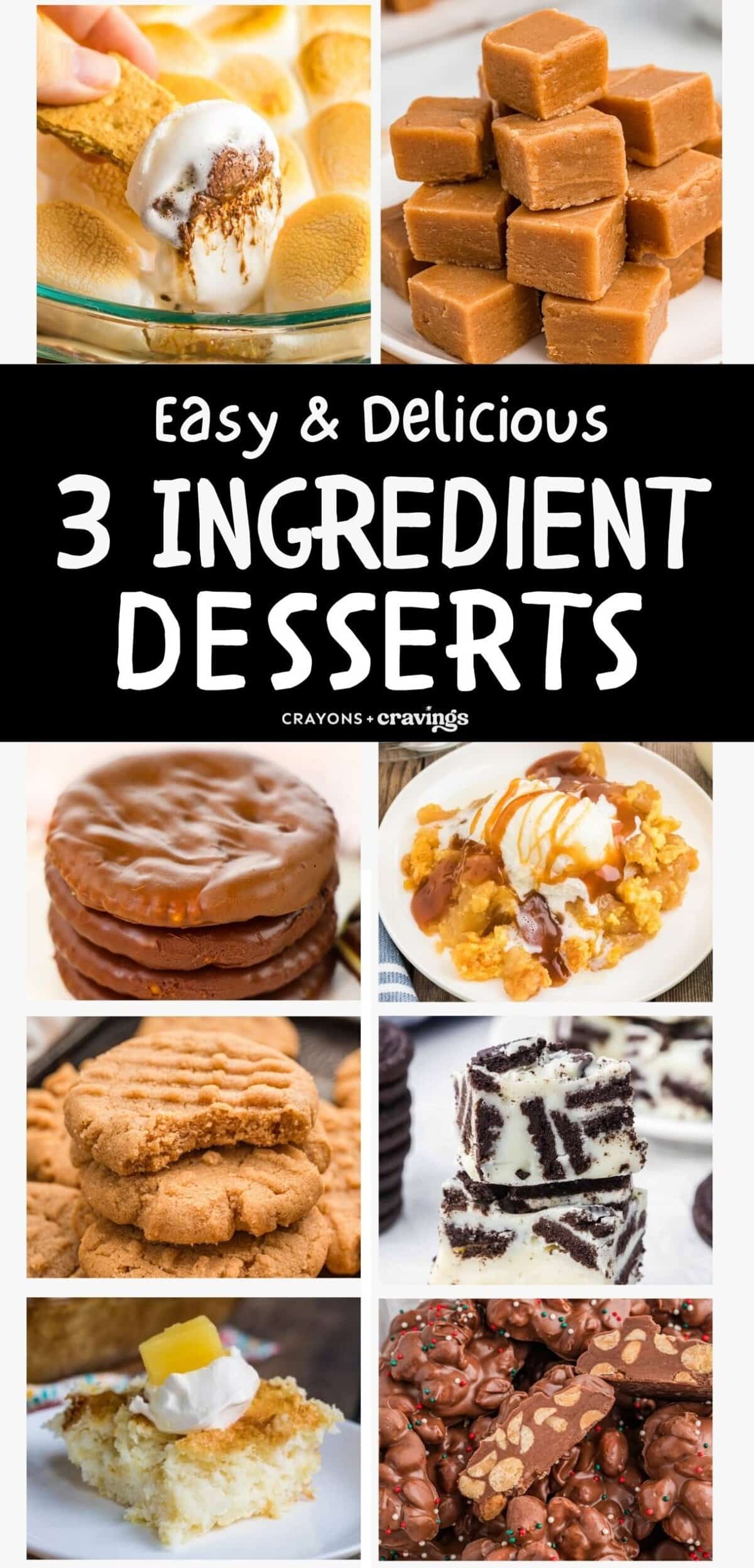 17+ Easy 3 Ingredient Desserts (Cookies, Fudge, Cake, & More!)