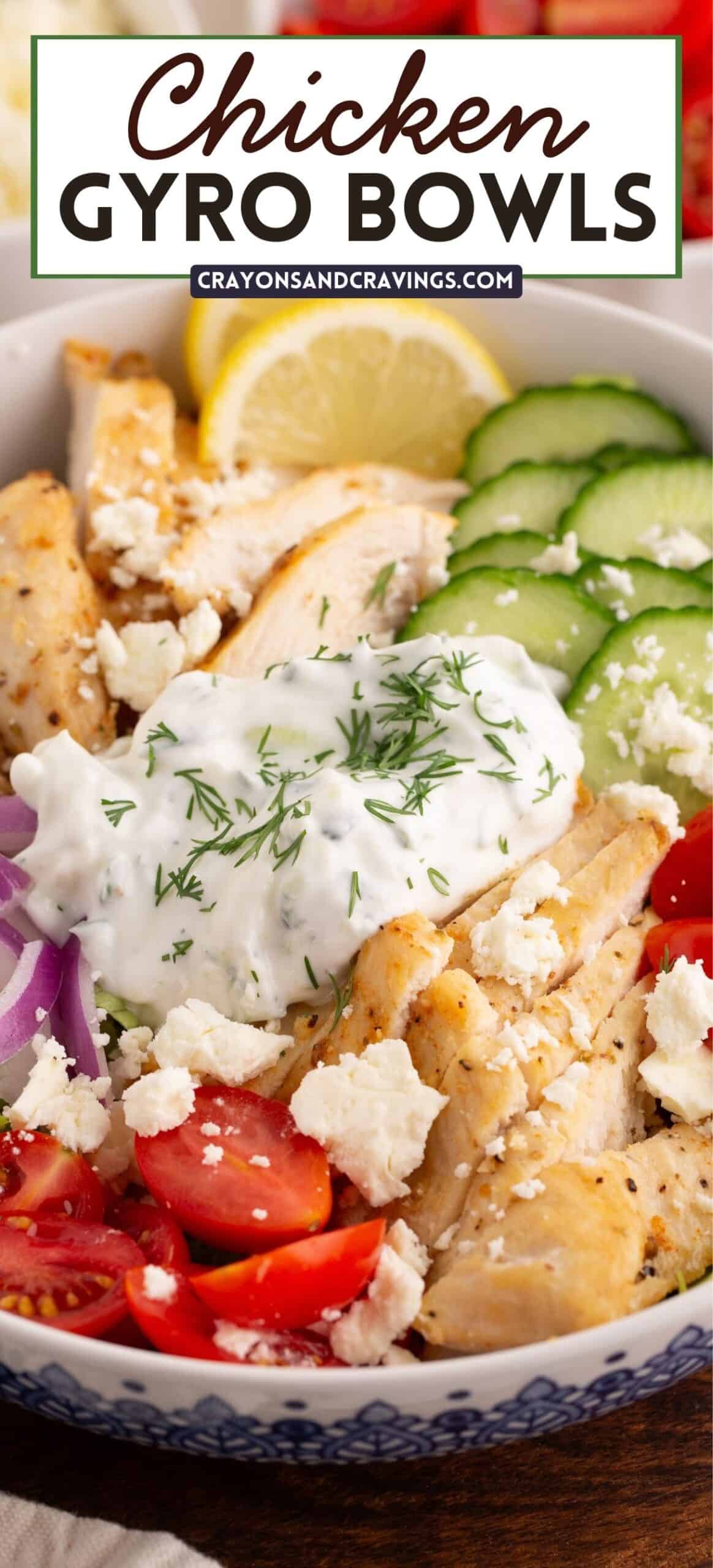 Easy Chicken Gyro Bowls with Homemade Tzatziki